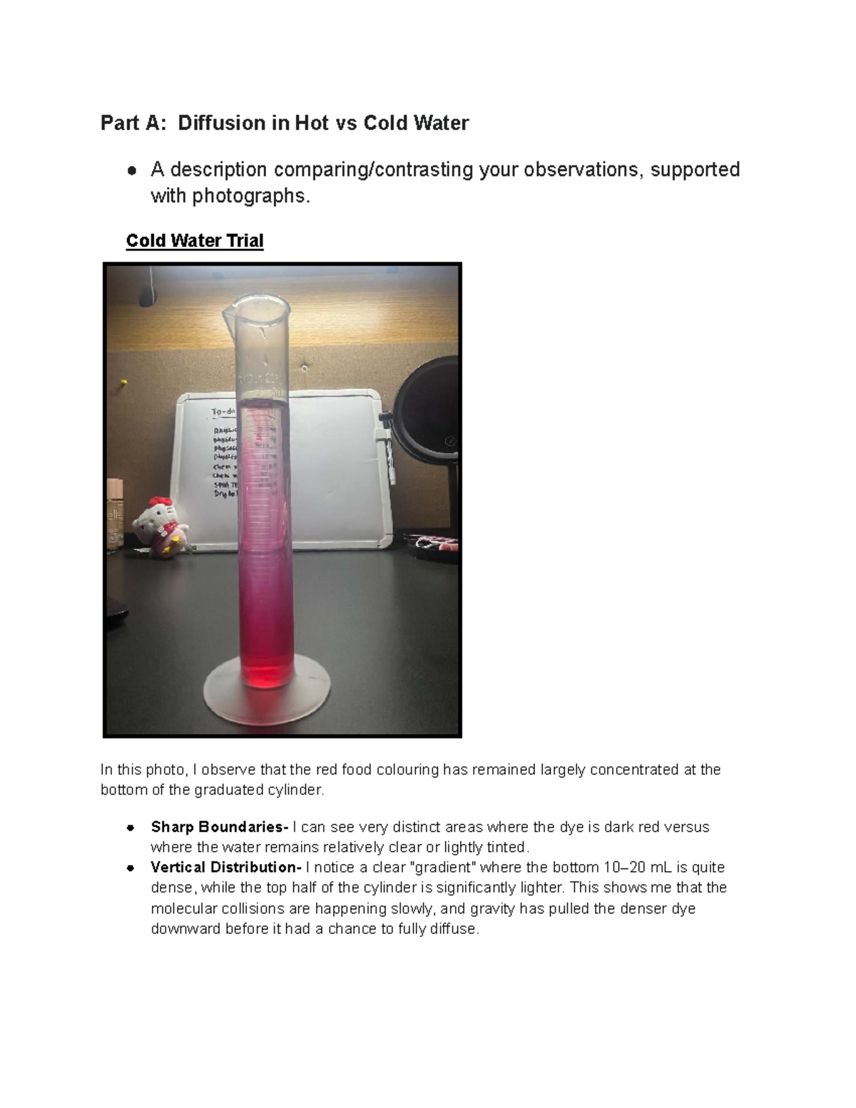 Lab 5: Observations on Diffusion in Hot vs Cold Water W26 - Studocu