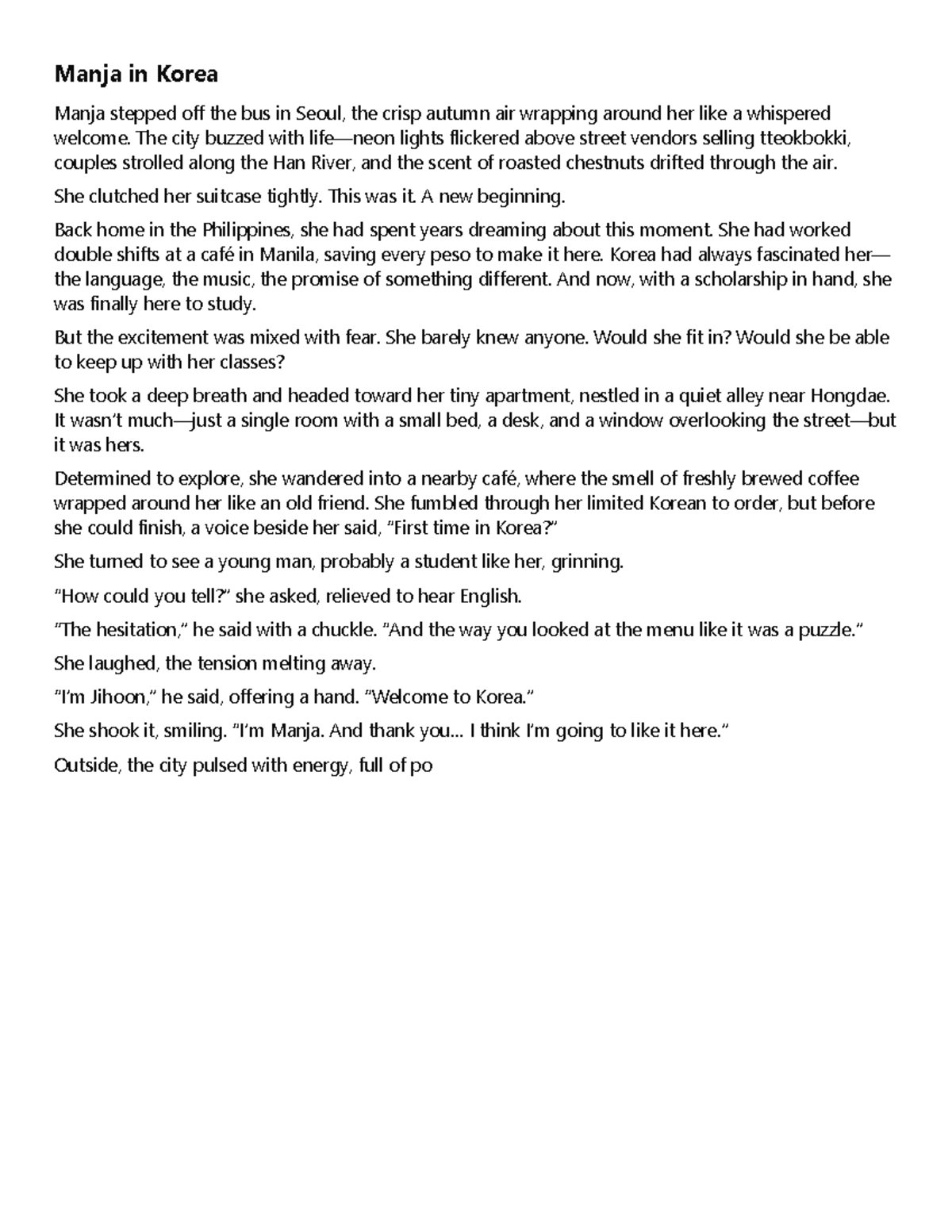 8 - English Education - Manja in Korea Manja stepped off the bus in ...