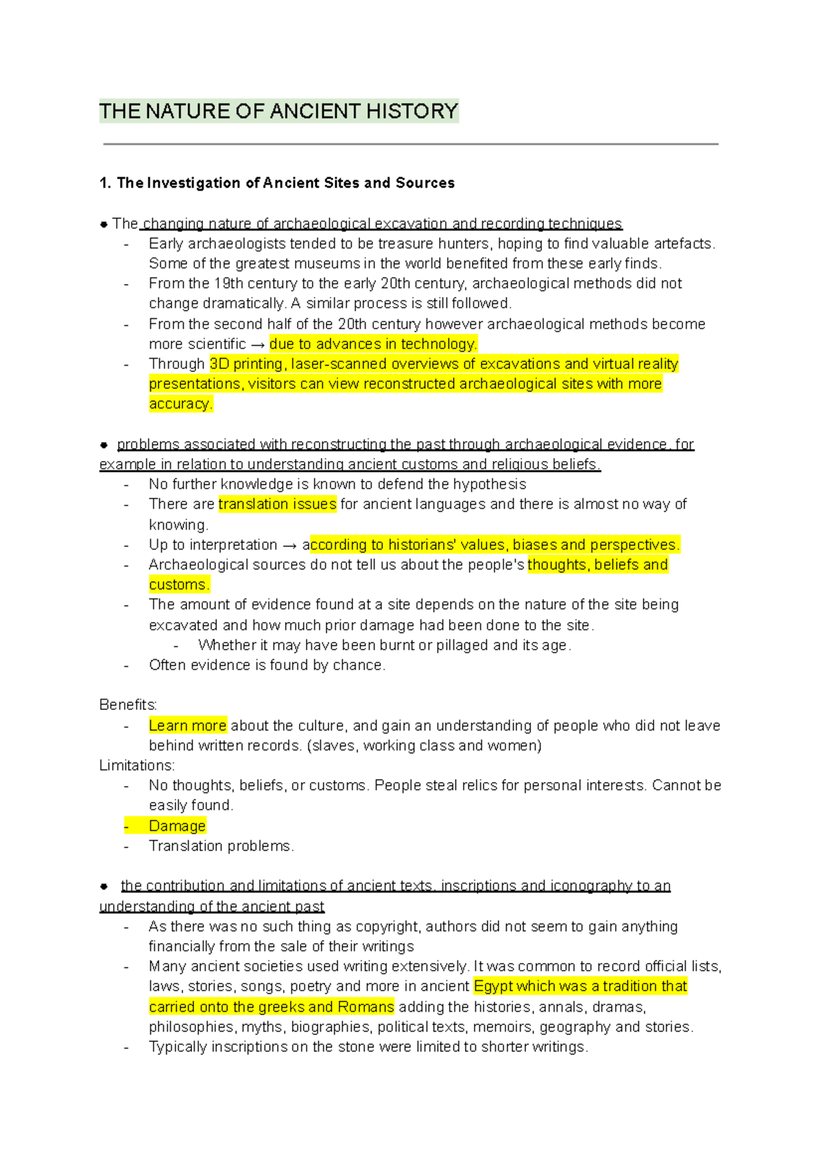 Ancient History Task 1: The Nature of History & Case Study on ...