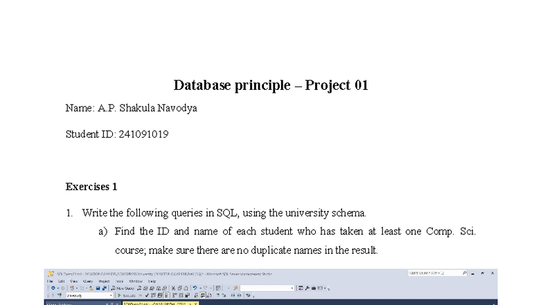 Database Principles Project 01: SQL Queries and Exercises - Studocu