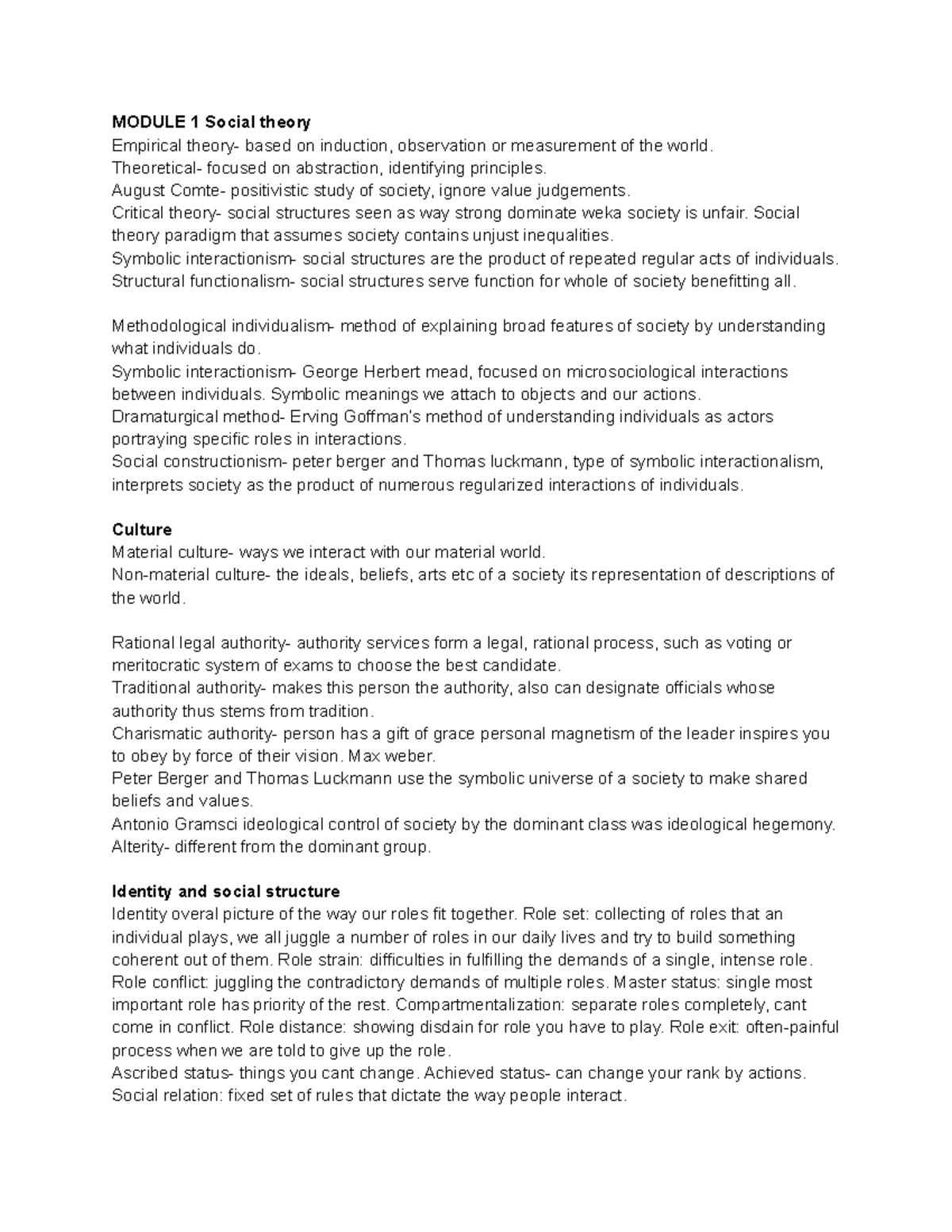 Social Theory and Political Sociology Overview - Studocu