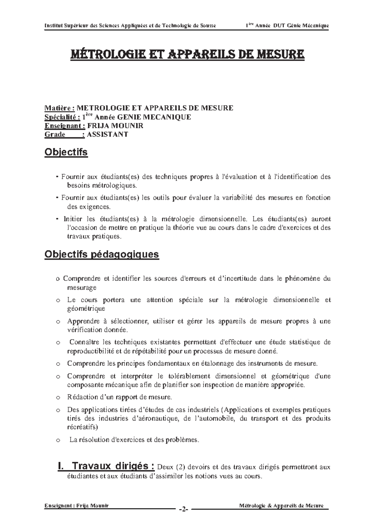 Métrologie et Appareils de Mesure - 1ère Année DUT Génie Mécanique ...