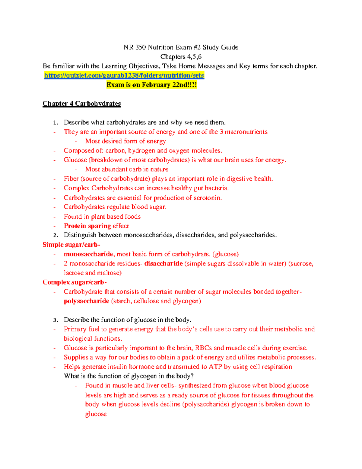 NR 350 Nutrition Exam 2 Study Guide: Key Concepts and Topics - Studocu