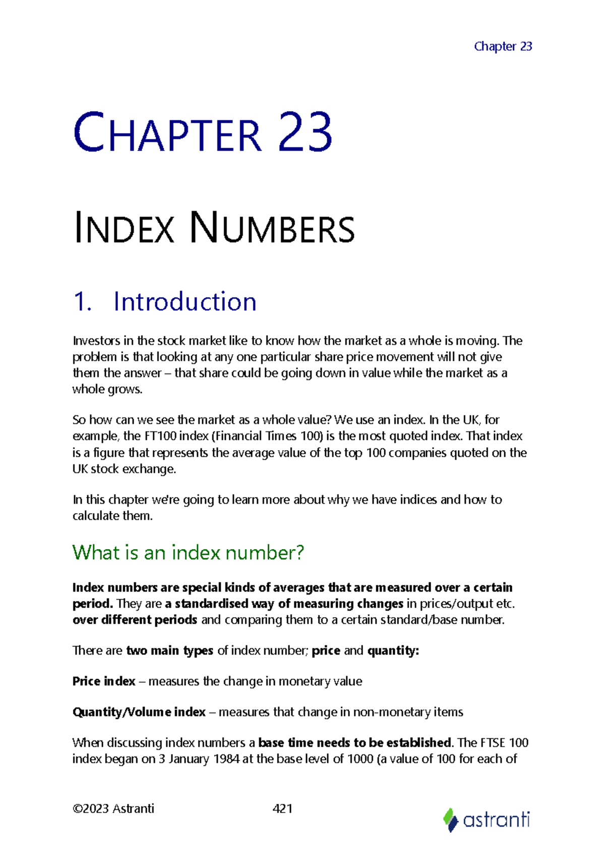 Ba1 Chapter 23: Understanding Index Numbers in Economics - Studocu
