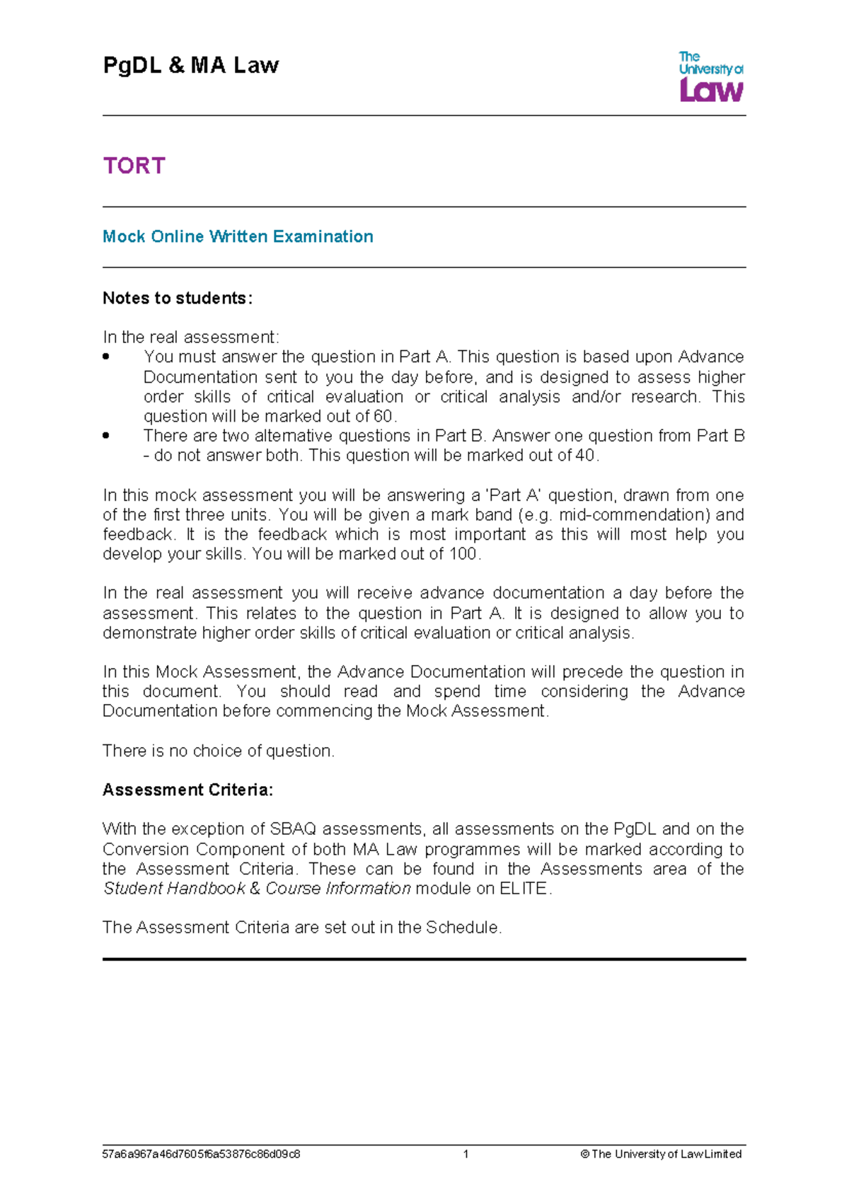 2425 PGDLMA Tort CE02 Mock Exam Practice Assessment Guide - Studocu
