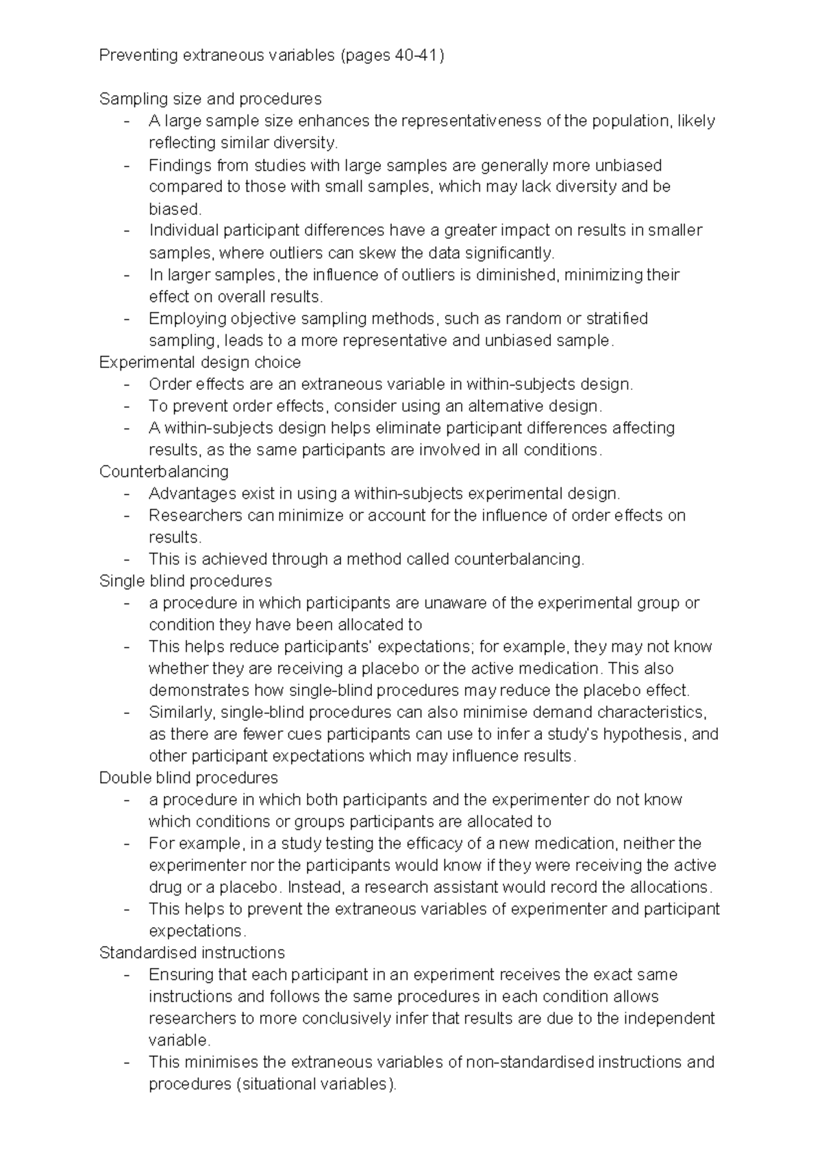 Research Methods Notes: Preventing Extraneous Variables in Experiments ...