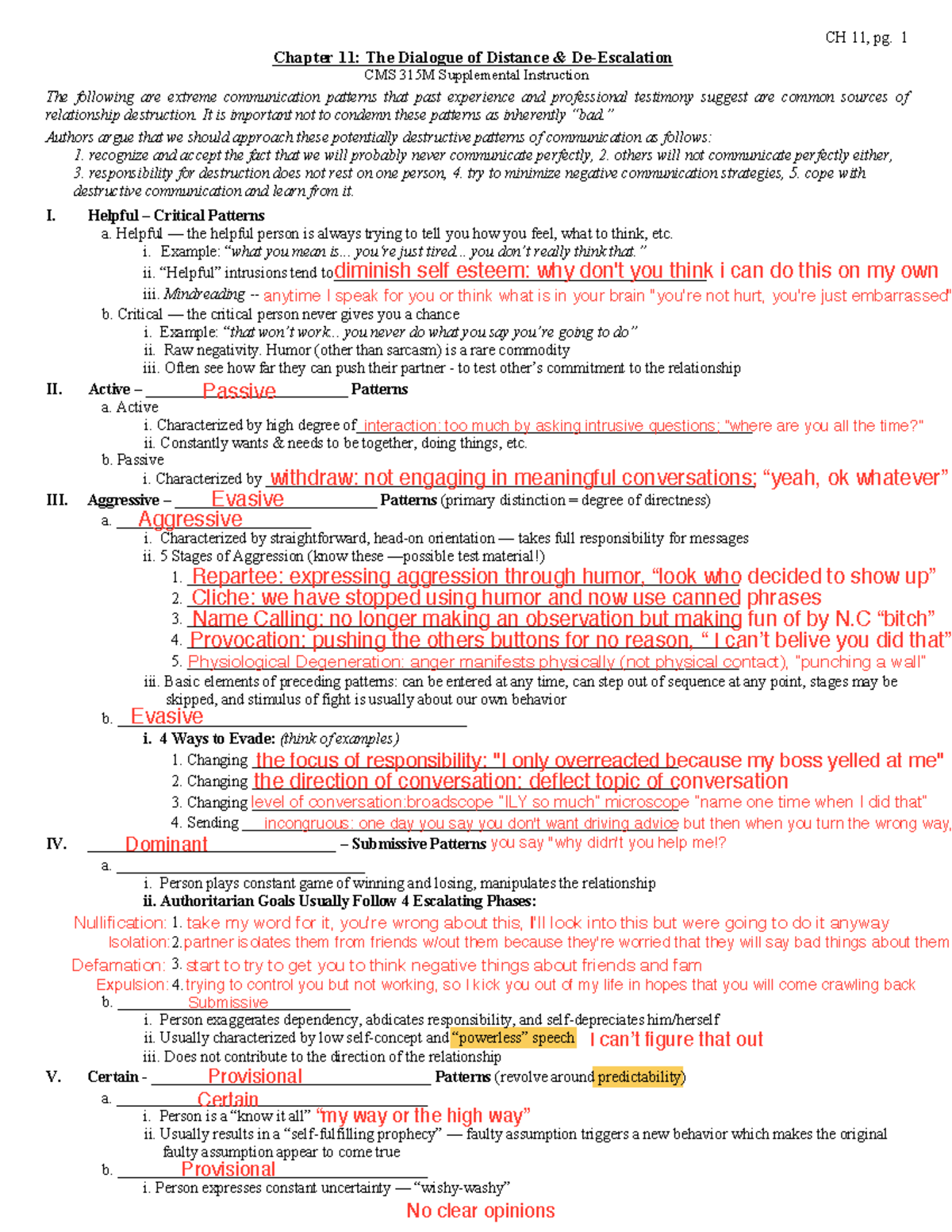 Chapter 11 Final Notes - CH 11, pg. 1 Chapter 11: The Dialogue of ...