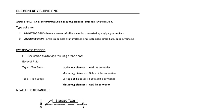 ELEMENTARY SURVEYING: Understanding Errors and Corrections in ...