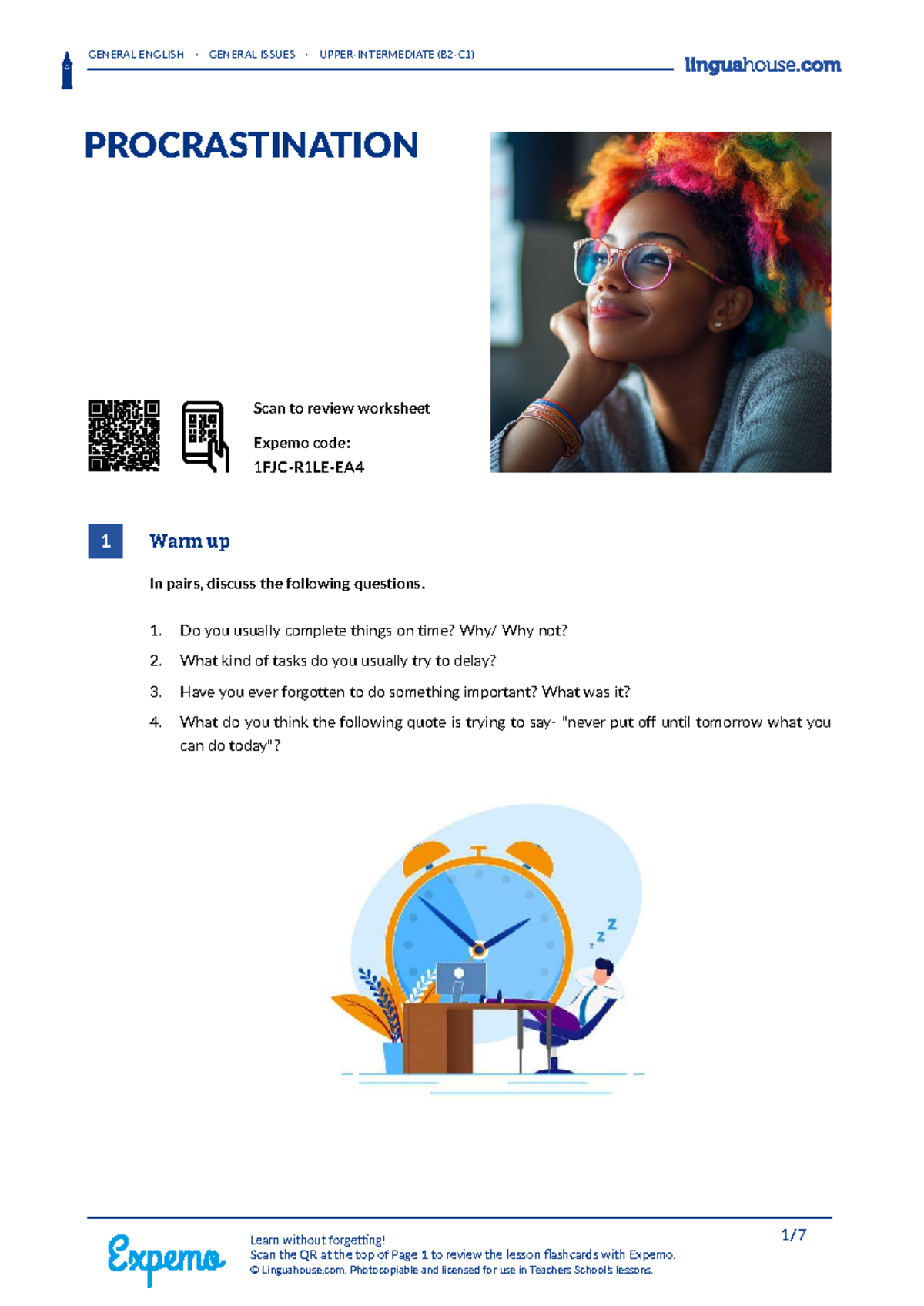 GENERAL ENGLISH: PROCRASTINATION WORKSHEET & DISCUSSION GUIDE - Studocu