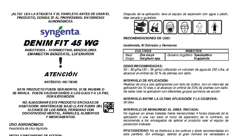 Guía de Uso y Precauciones para Denim Fit 45 WG (Insecticida) - Studocu