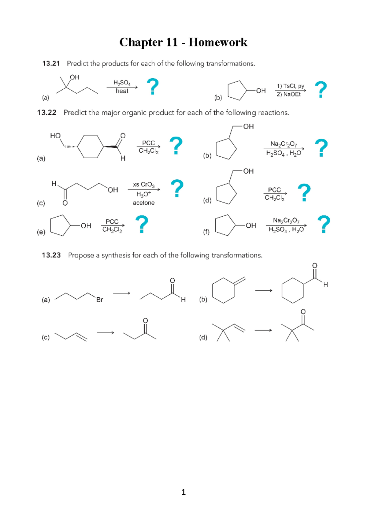 Chapter 11 - Organic Chemistry Homework Solutions and Reactions - Studocu
