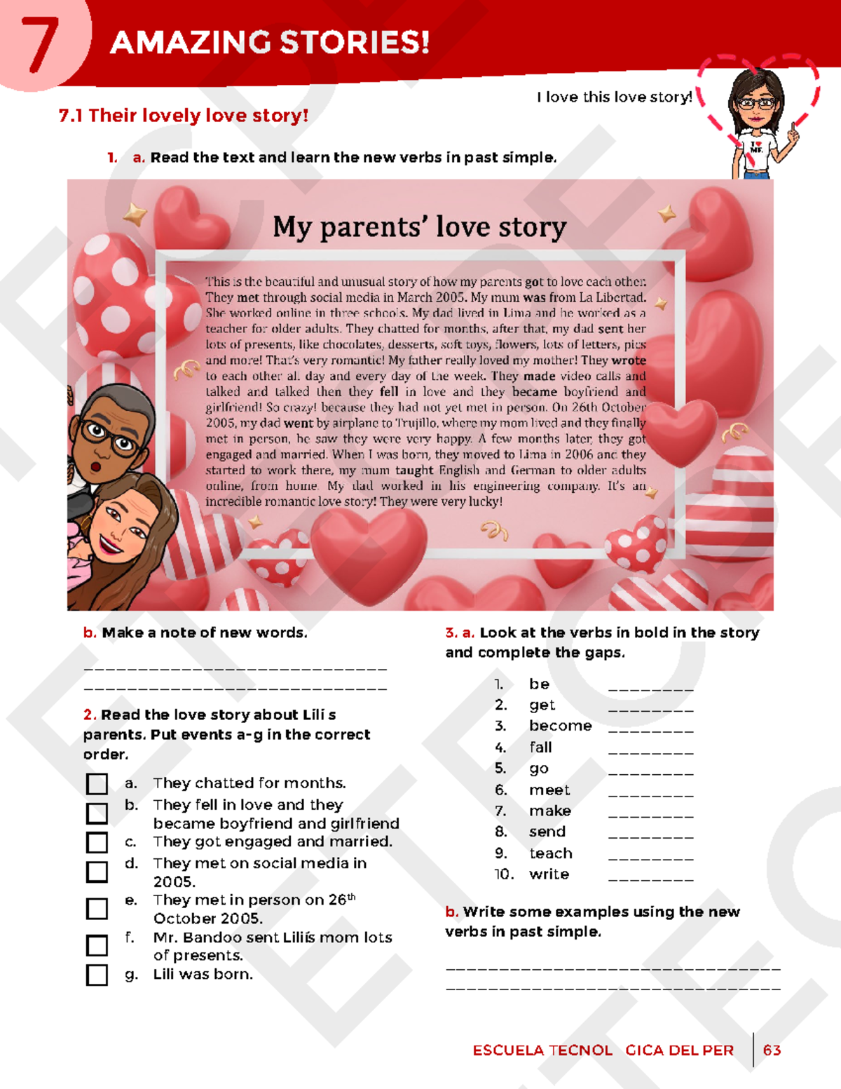 TE ET C P E EC PE 7 LOVE STORIES AND PAST SIMPLE VERBS EXERCISES - Studocu