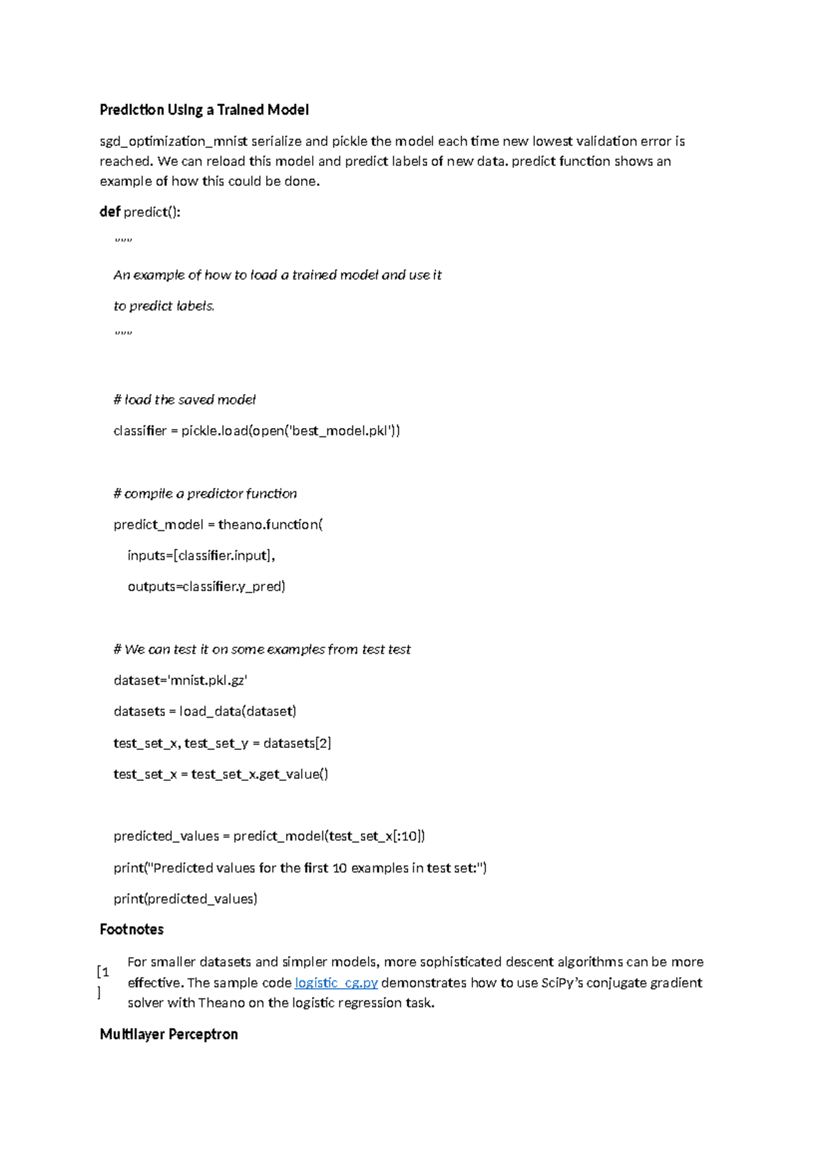 Prediction with Trained Model: SGD Optimization for MNIST - Studocu