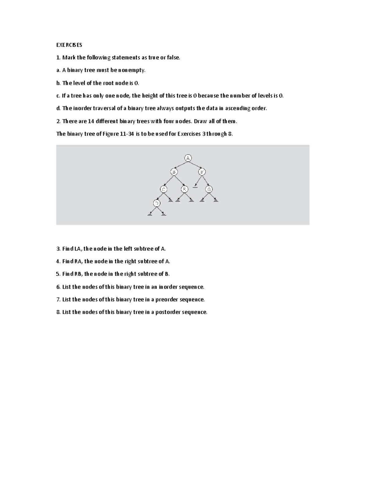 Binary Tree Exercises With Answers Binary Trees Gate Vidyalay
