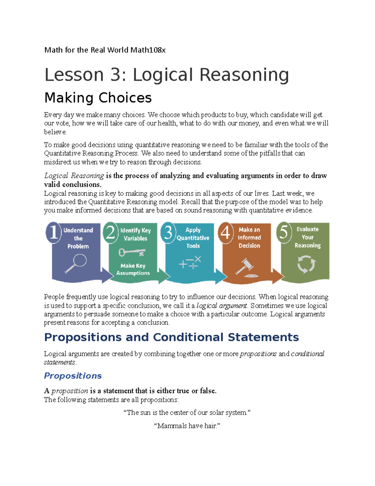 Math108x: Lesson 3 - Understanding Logical Reasoning Principles - Studocu