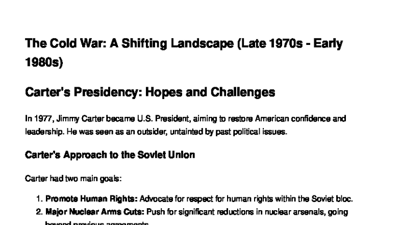 Carter's Presidency and the Cold War: Challenges of the Late 1970s ...