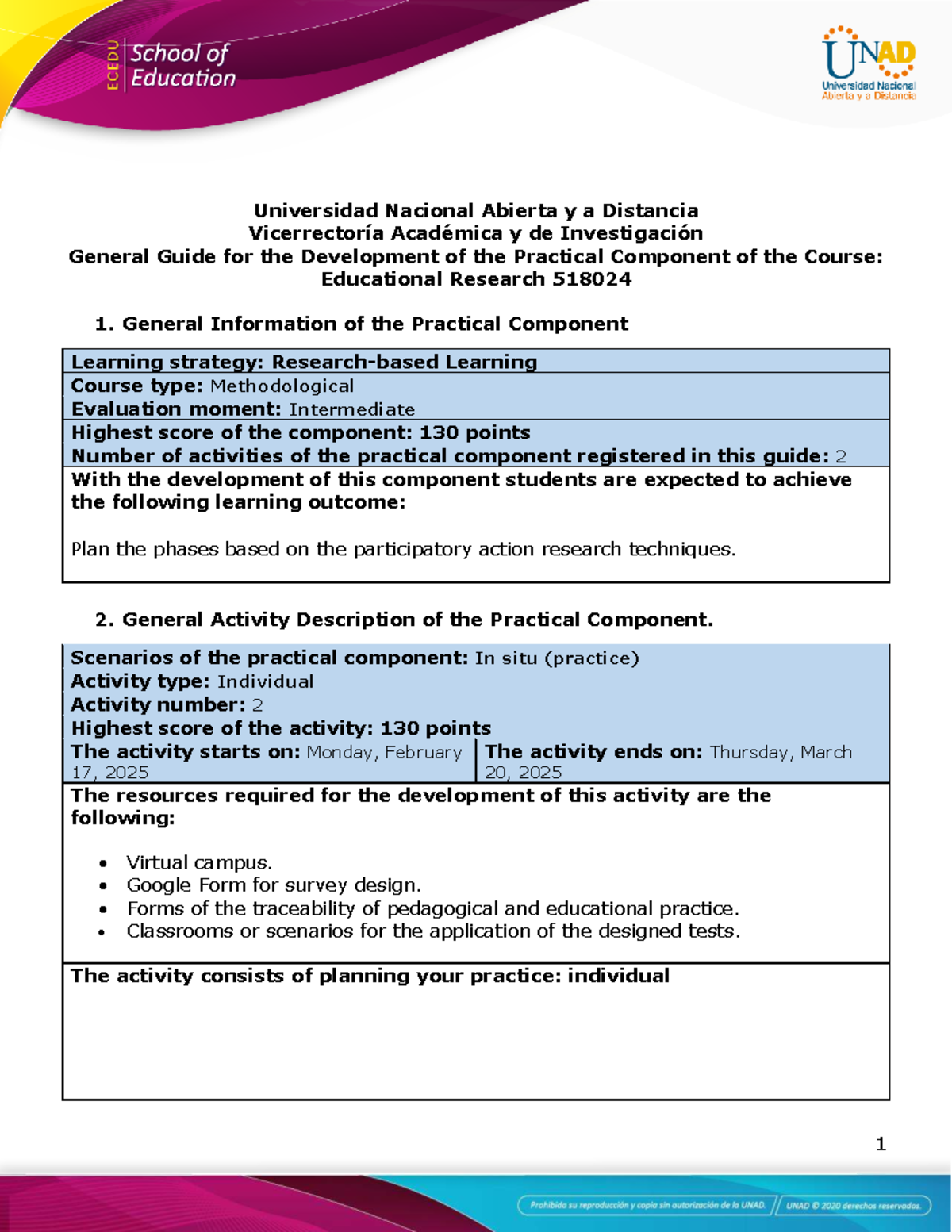 Guide for the development of the practical component and Evaluation Rubric - Unit 1 - Phase 2 ...