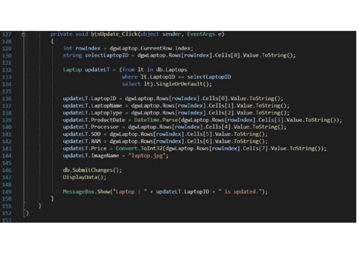 21110255 Tran Ho Quoc Co LTNet Lab06 - 127 private void btnUpdate_Click(object sender, EventArgs ...