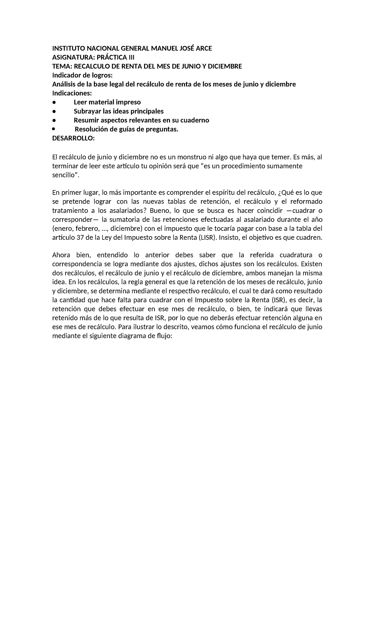 Recalculo de Renta: Análisis de Junio y Diciembre - Práctica III - Studocu