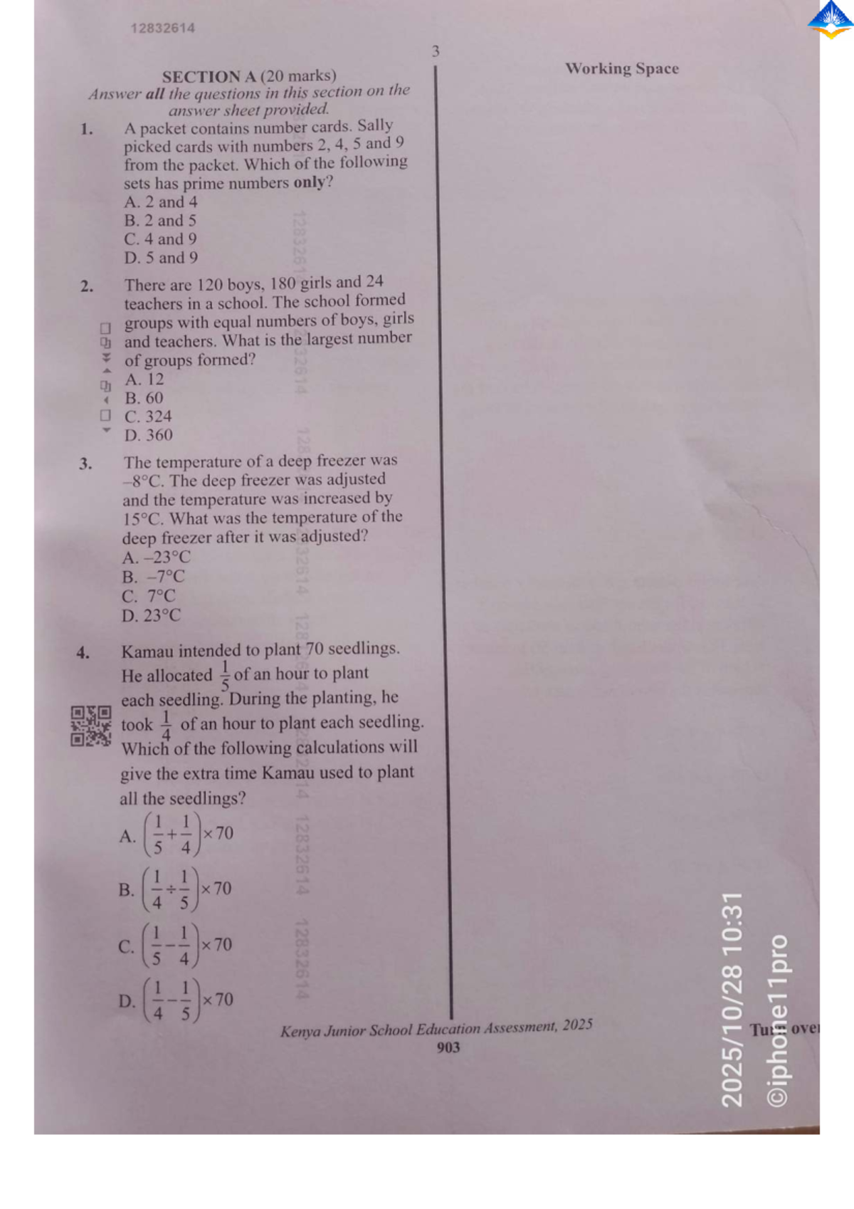 MAT 12832614 Kenya Junior School Education Assessment 2025 - Working ...