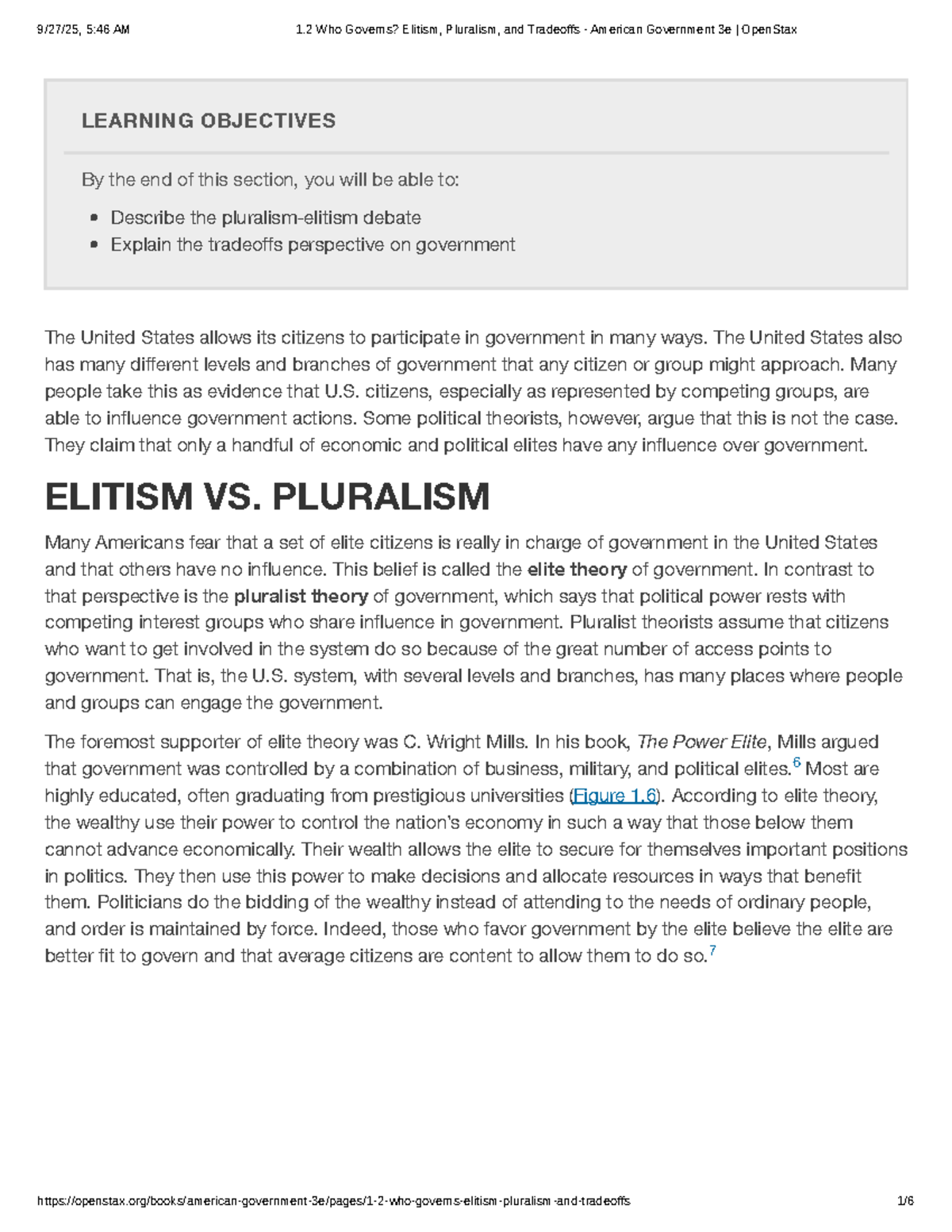 Who Governs? Elitism, Pluralism, and Tradeoffs in American Government ...
