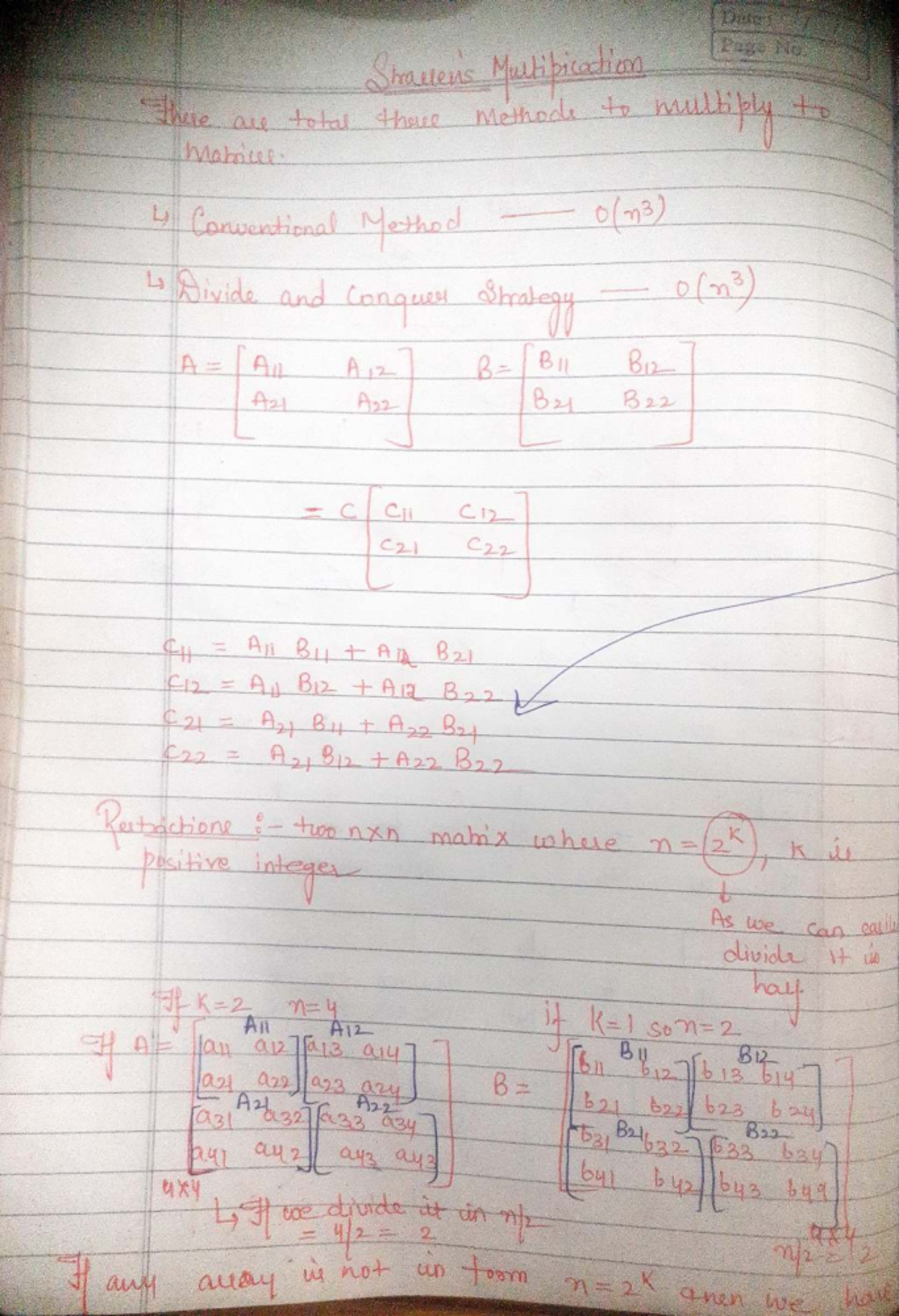 Strassen's Algorithm for Matrix Multiplication (CS 101) - Studocu