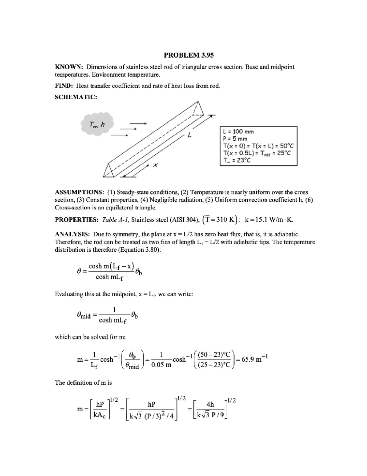Example question solutions - PROBLEM 3 KNOWN: Dimensions of stainless ...