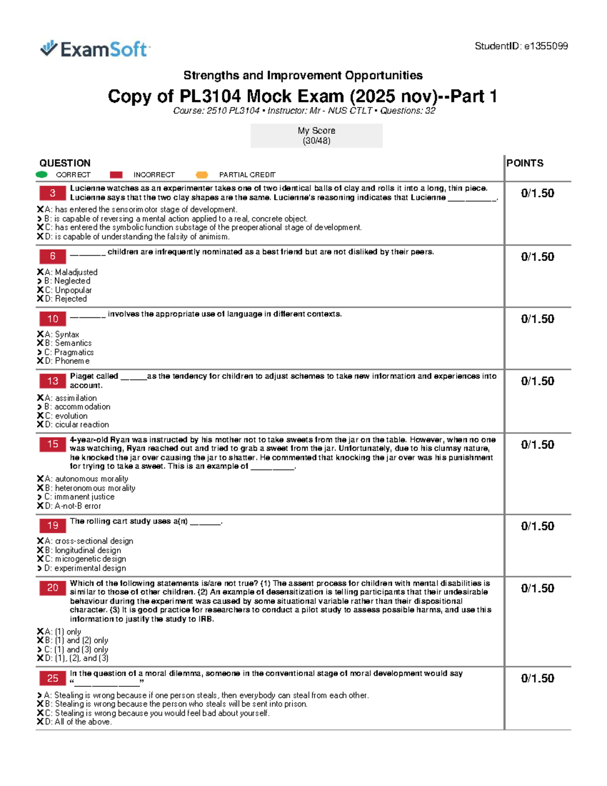 PL3104 Mock Exam Review: Strengths & Improvement Areas - Studocu