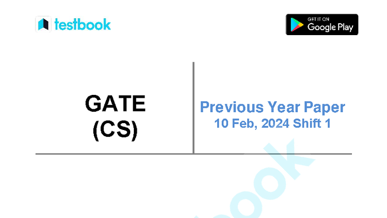 GATE (CS) Official Paper - Computer Science & IT Set 1 (10 Feb 2024 ...