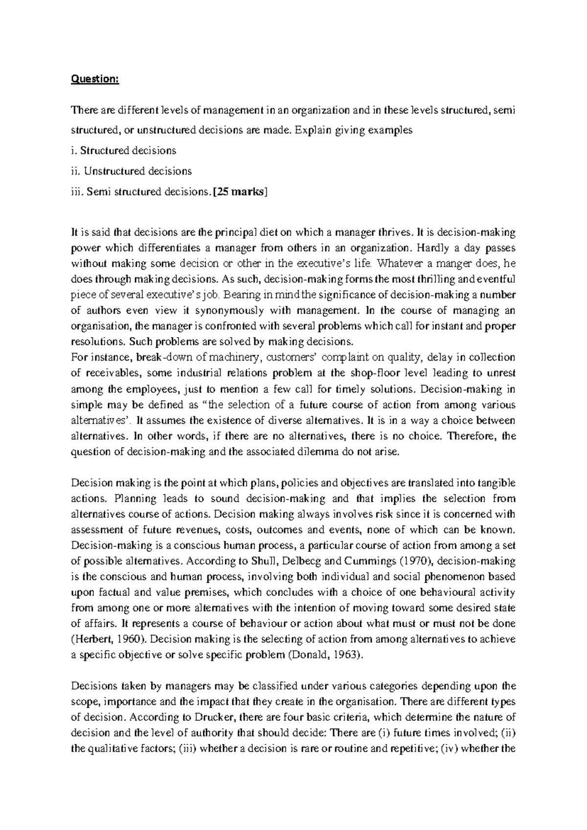 Decision Types: Structured, Unstructured, & Semi-Structured Explained - Studocu