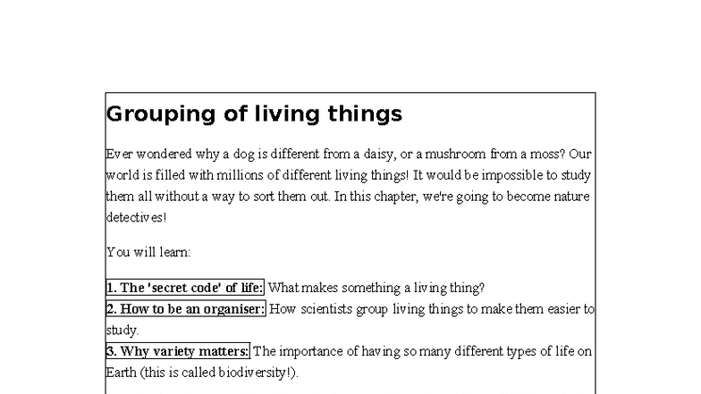 Grouping of Living Things: Understanding Biodiversity (11) - Studocu