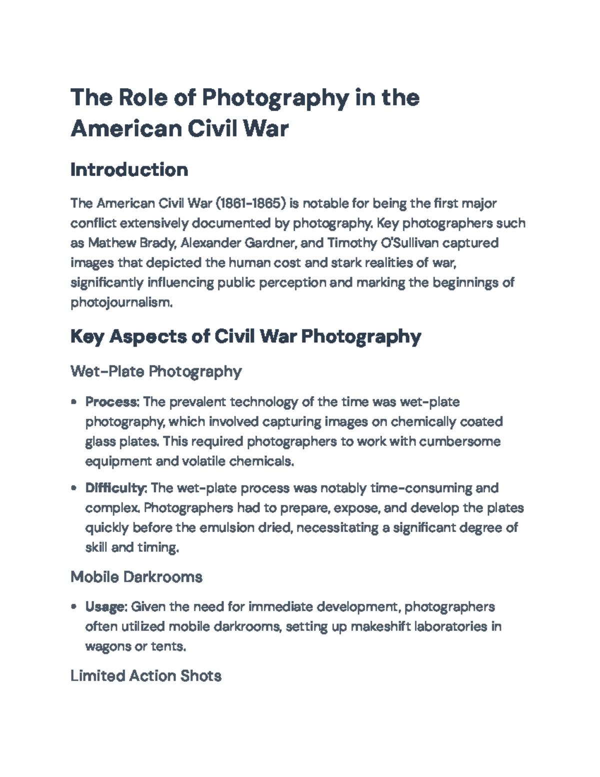 The Role of Photography During the American Civil War: Analysis ...