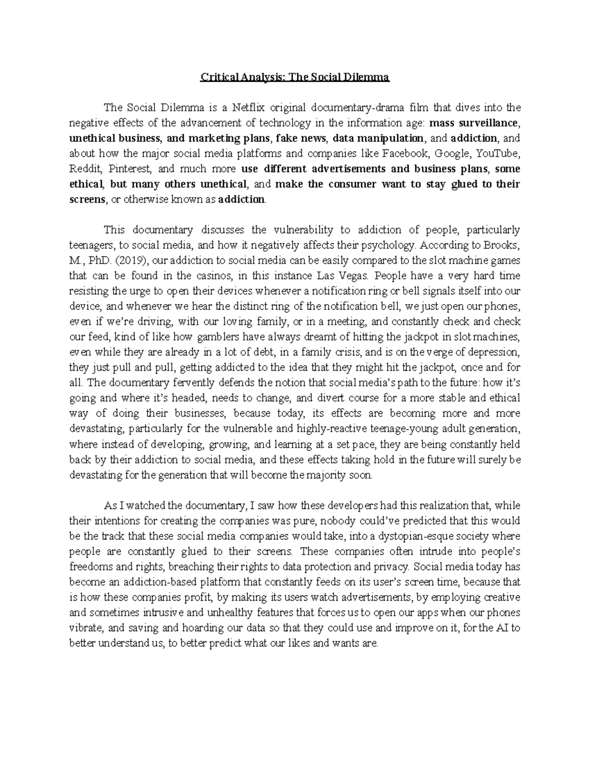 The Social Dilemma Critical Analysis - Critical Analysis: The Social ...