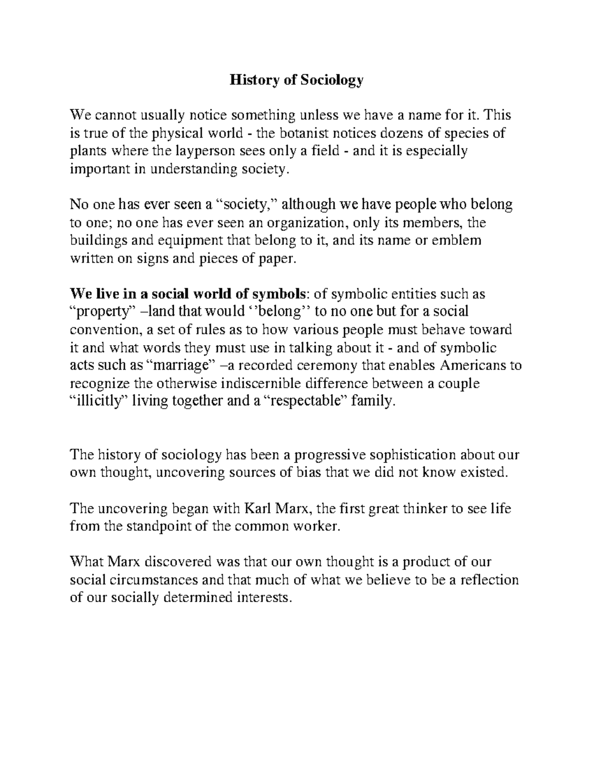 Sociology: Key Theories from Durkheim, Marx, Weber, & Simmel (HIST 101 ...