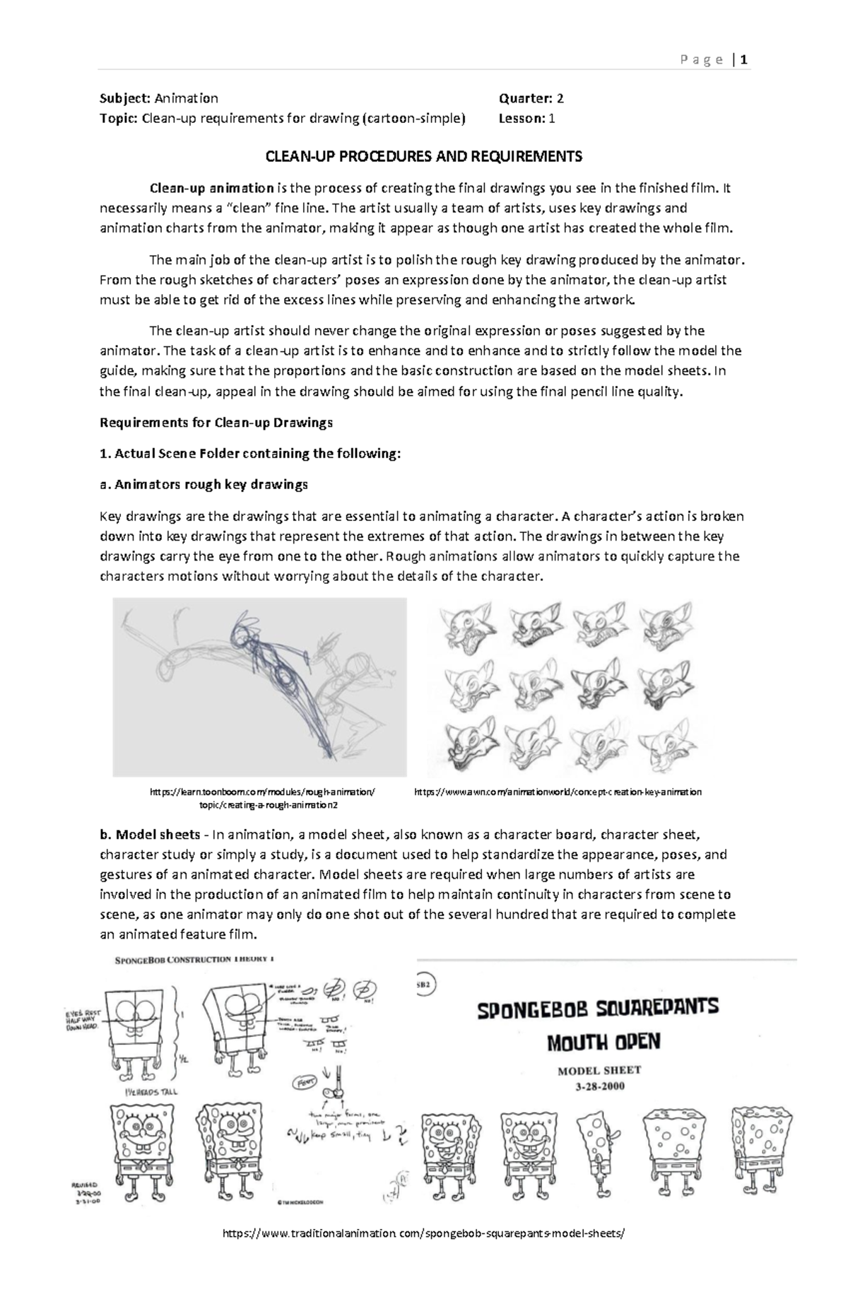 LAS3 Lesson 1: Clean-Up Requirements for Animation (Quarter 2) - Studocu