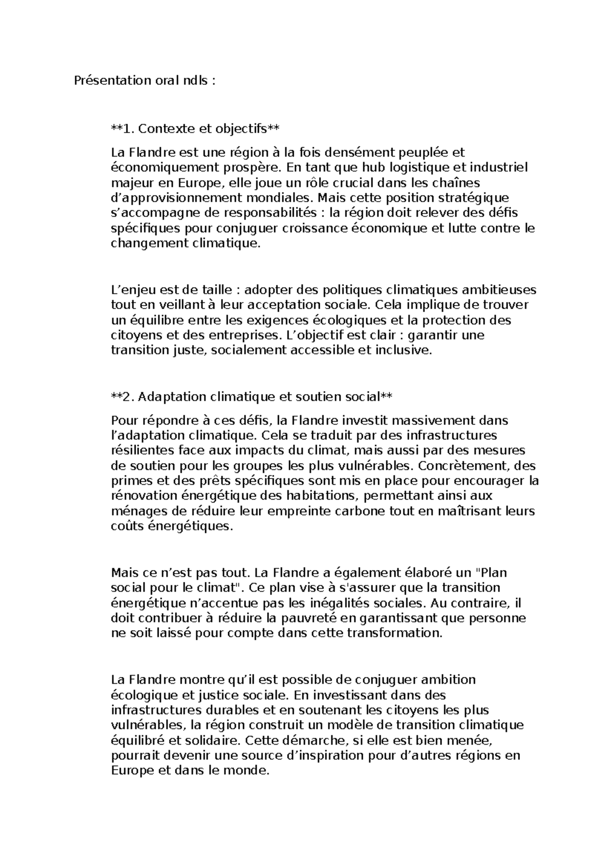Oral ndls - Texte oral ndls - Présentation oral ndls : 1. Contexte et ...
