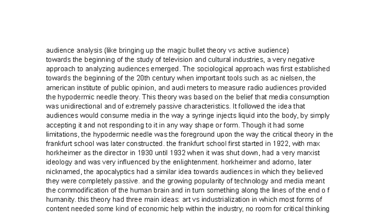 TV Studies: Audience Analysis and Cultural Industries Insights - Studocu