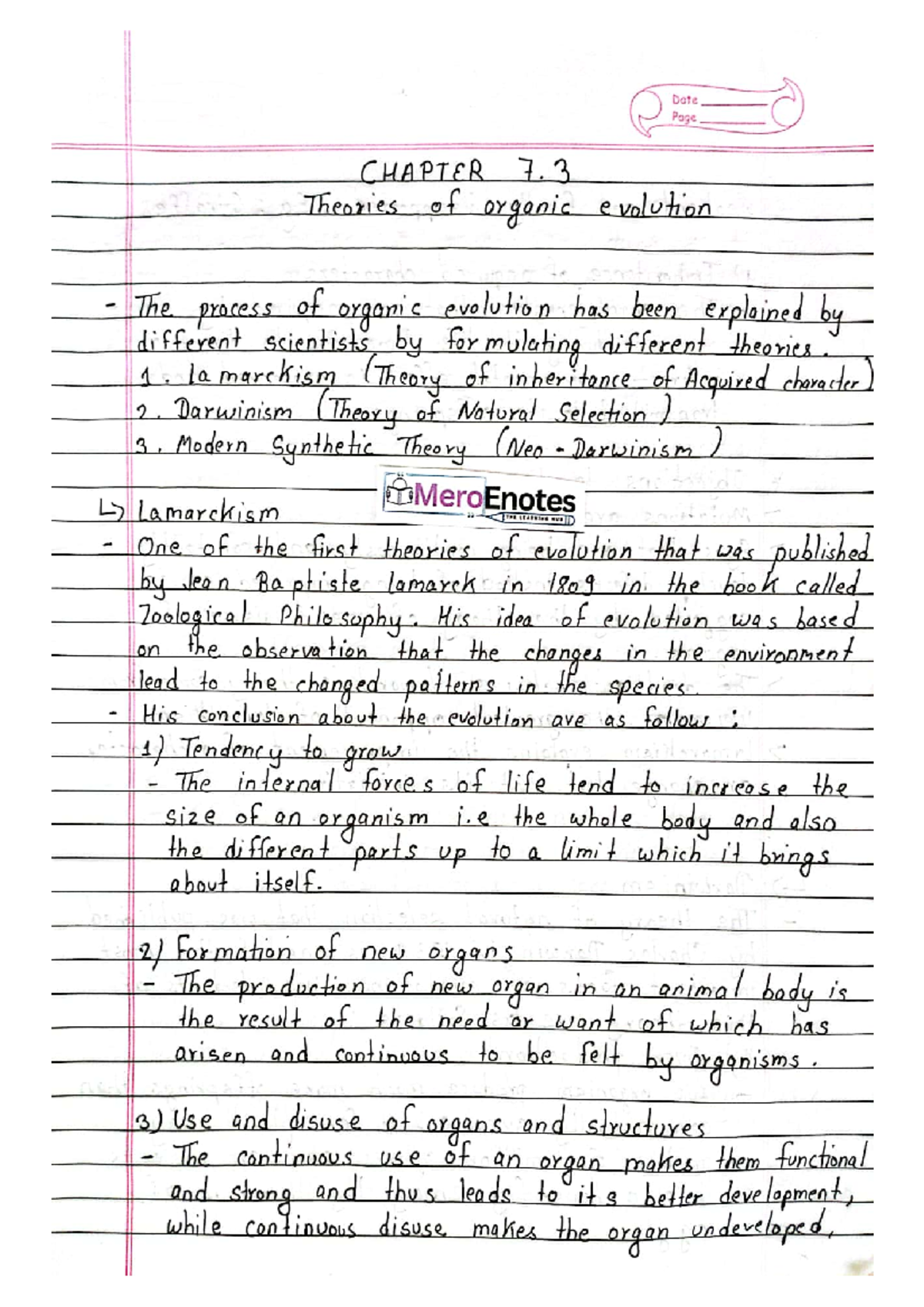 Chapter 7 - Theories of Organic Evolution (BIO 101) - Studocu