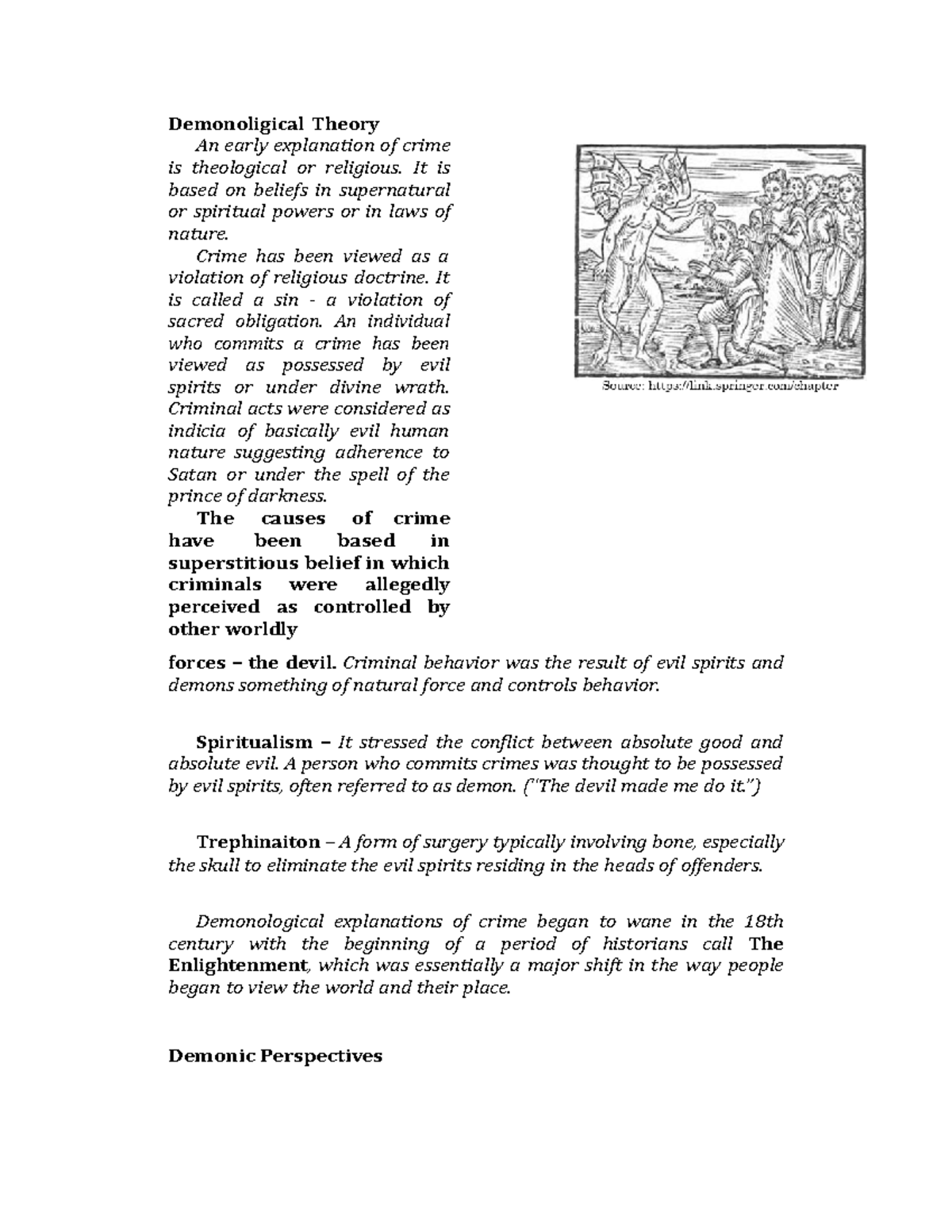 Demonological Theory of Crime: Historical Perspectives & Models - Studocu