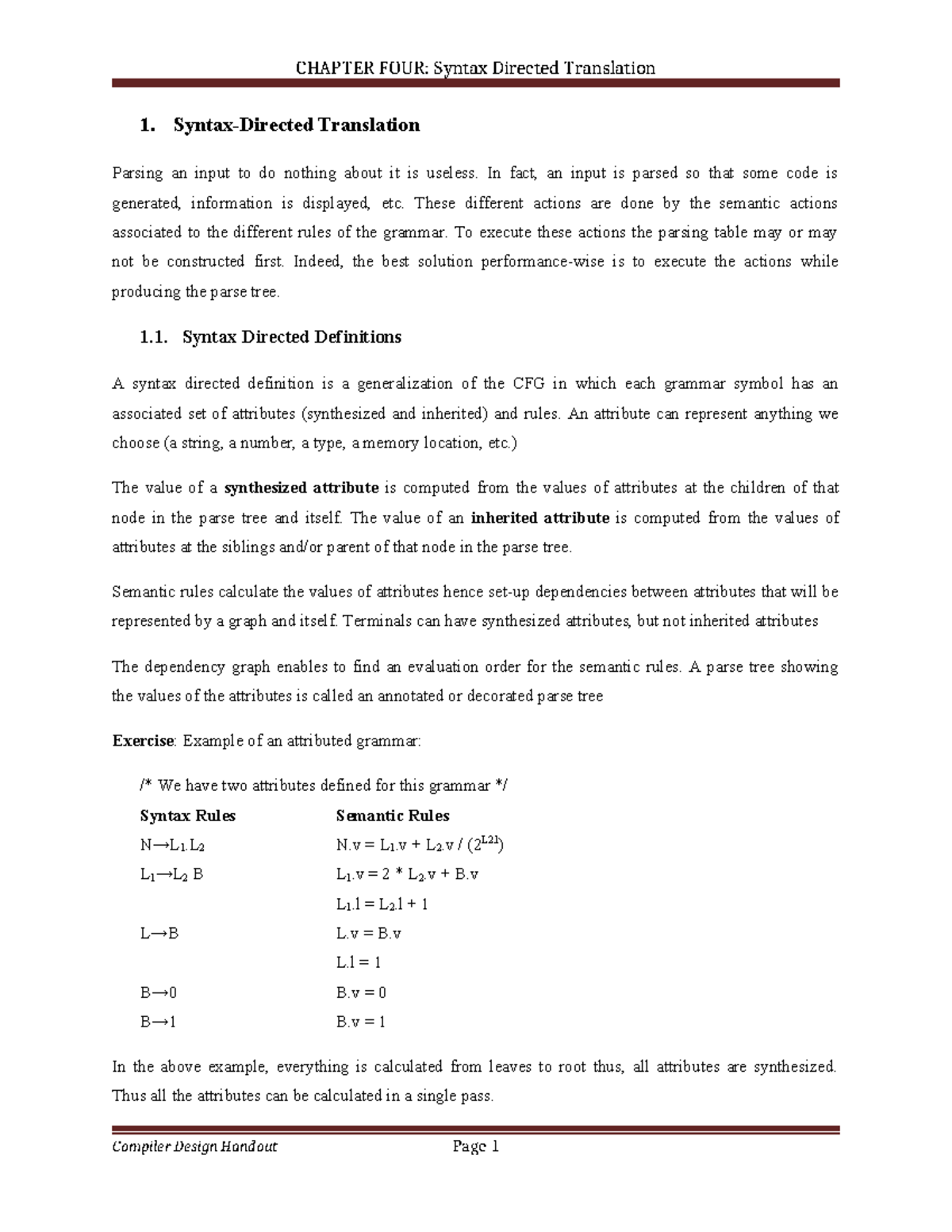 CHAPTER 4: Syntax Directed Translation in Compiler Design - Studocu