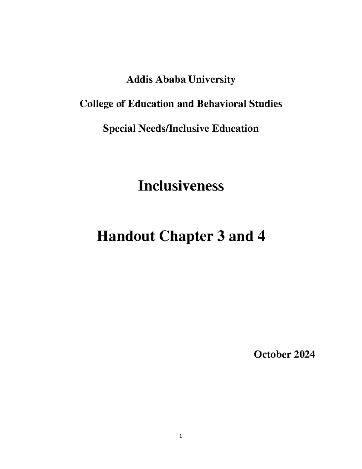 Inclusiveness Module: Special Education Needs (Chapters 3 & 4) 2024 ...