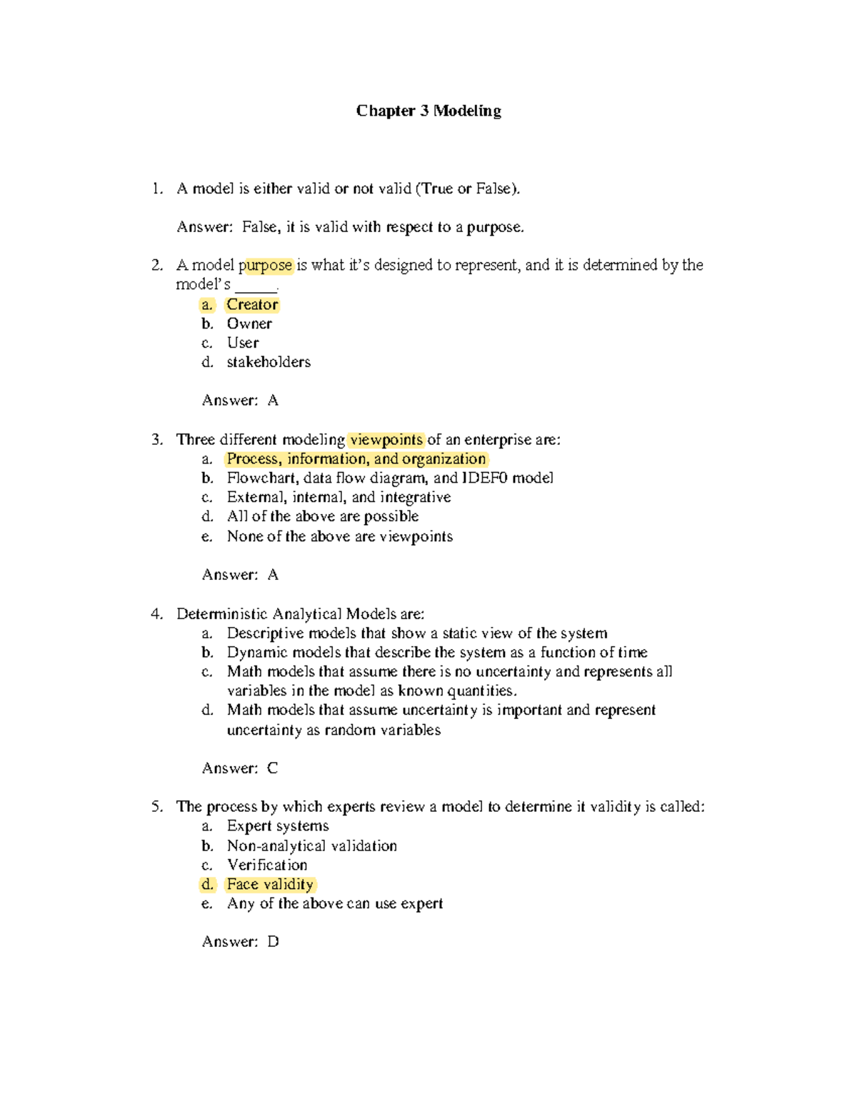 Chapter 3-Modeling - Lecture notes ch3 - Chapter 3 Modeling A model is ...