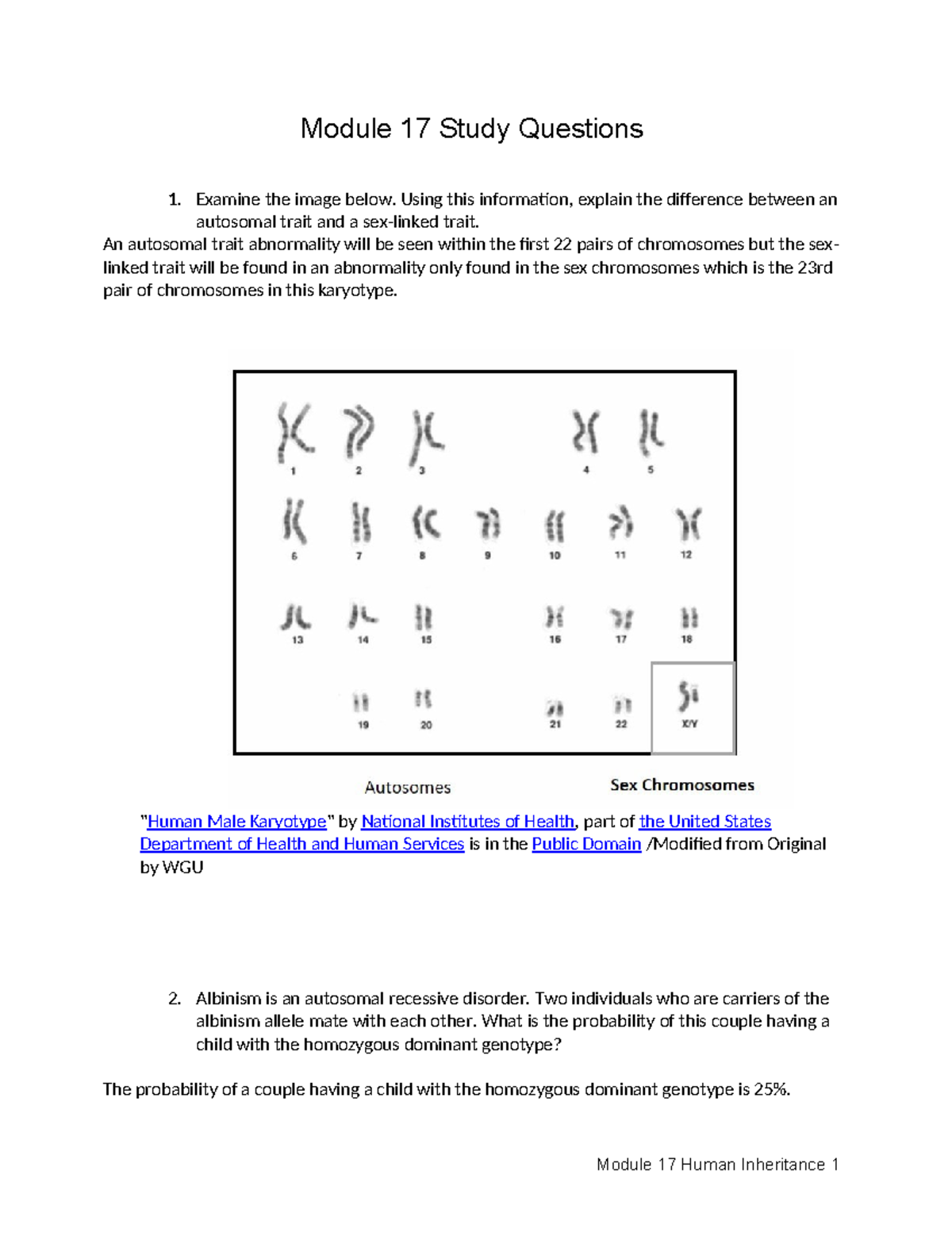 C190.v3 Module 17 Study Questions on Traits and Inheritance Patterns ...