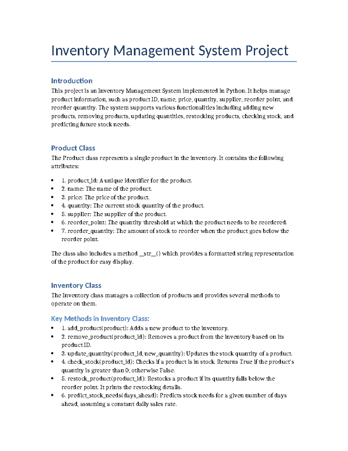 Inventory Management System Project: Python Implementation Guide - Studocu