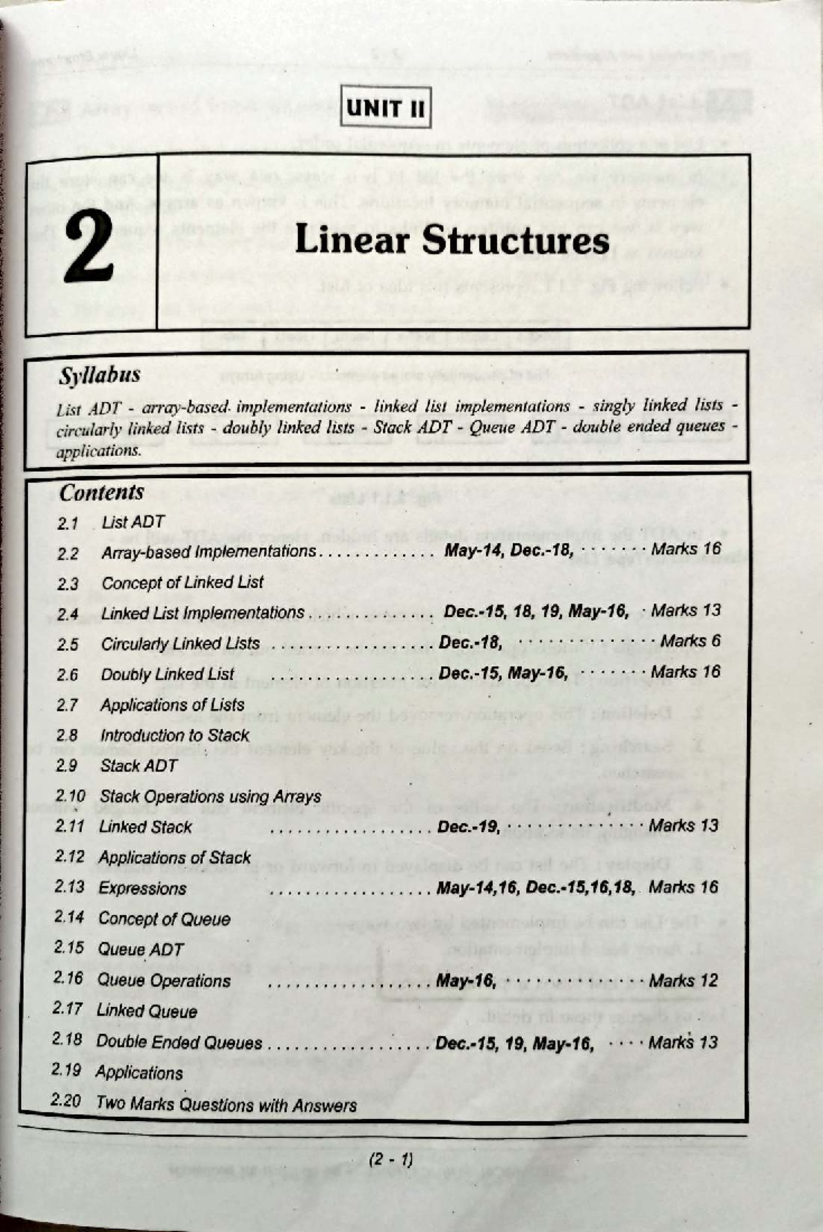 Data Structures and Algorithms: UNIT II - Linear Structures Syllabus ...