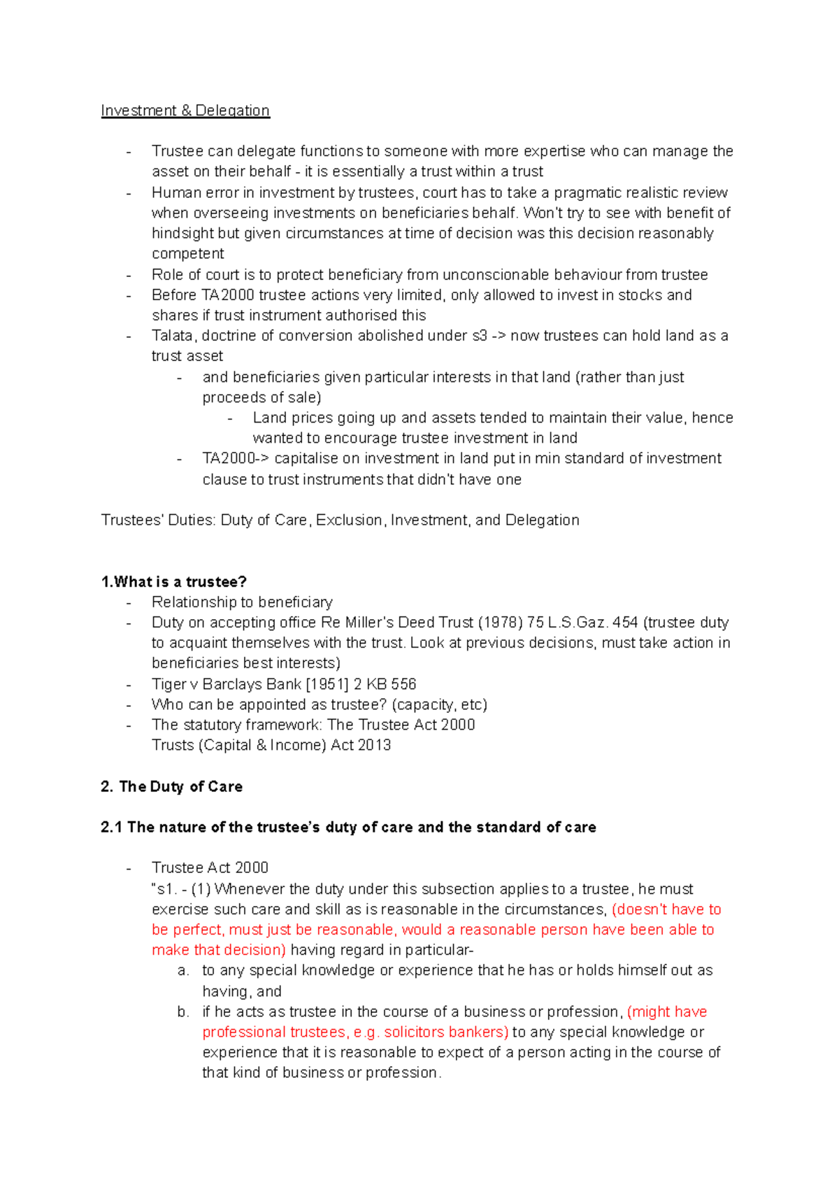 Investment and Delegation of Trustees: Duties and Responsibilities - Studocu