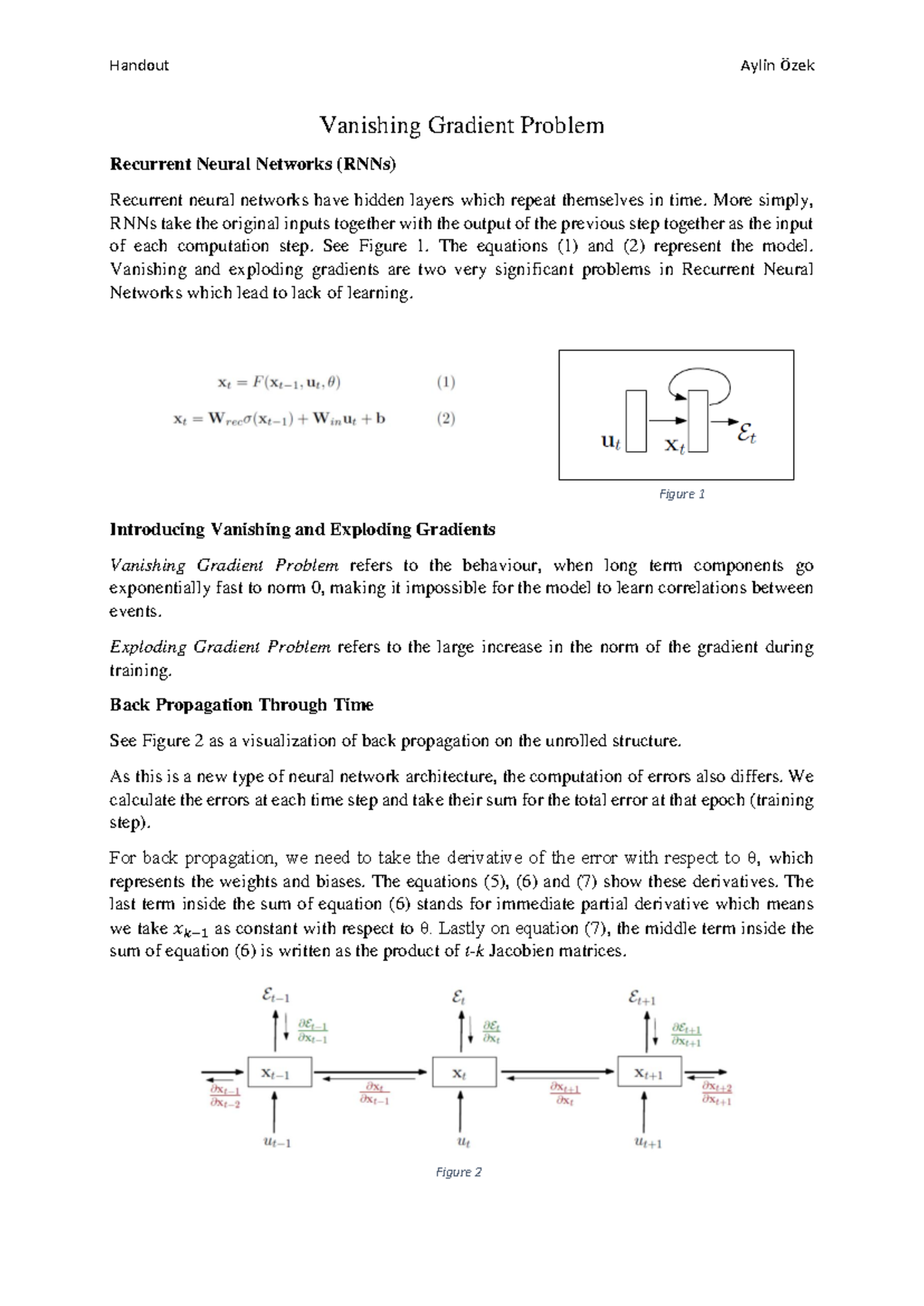 Handout Vanishing Gradient Problem - Vanishing Gradient Problem ...