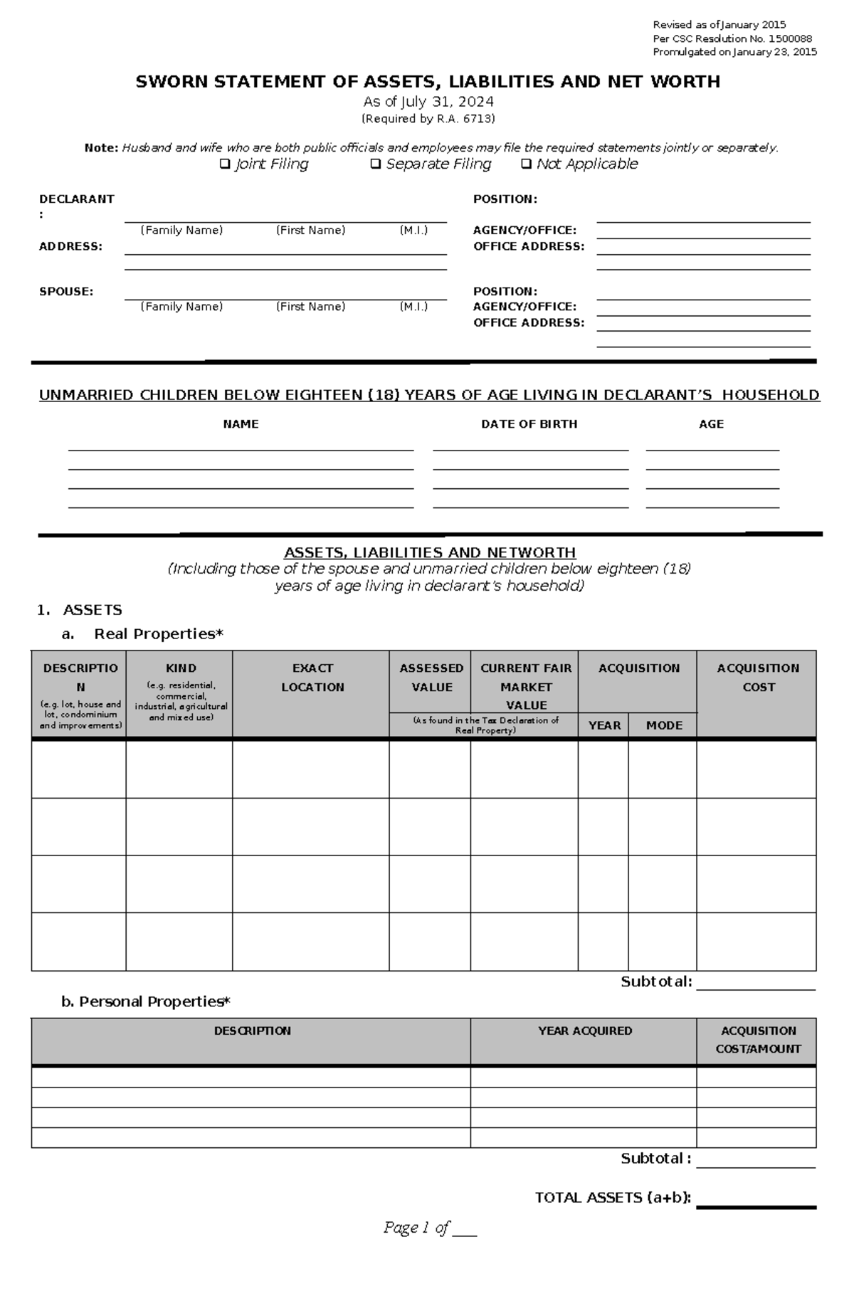 A 2015 SALN Form - ADVCSAX - Revised as of January 2015 Per CSC ...