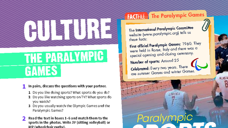 CULTURE: Paralympic Games Overview & Sports Facts (Prepare 2e L2) - Studocu