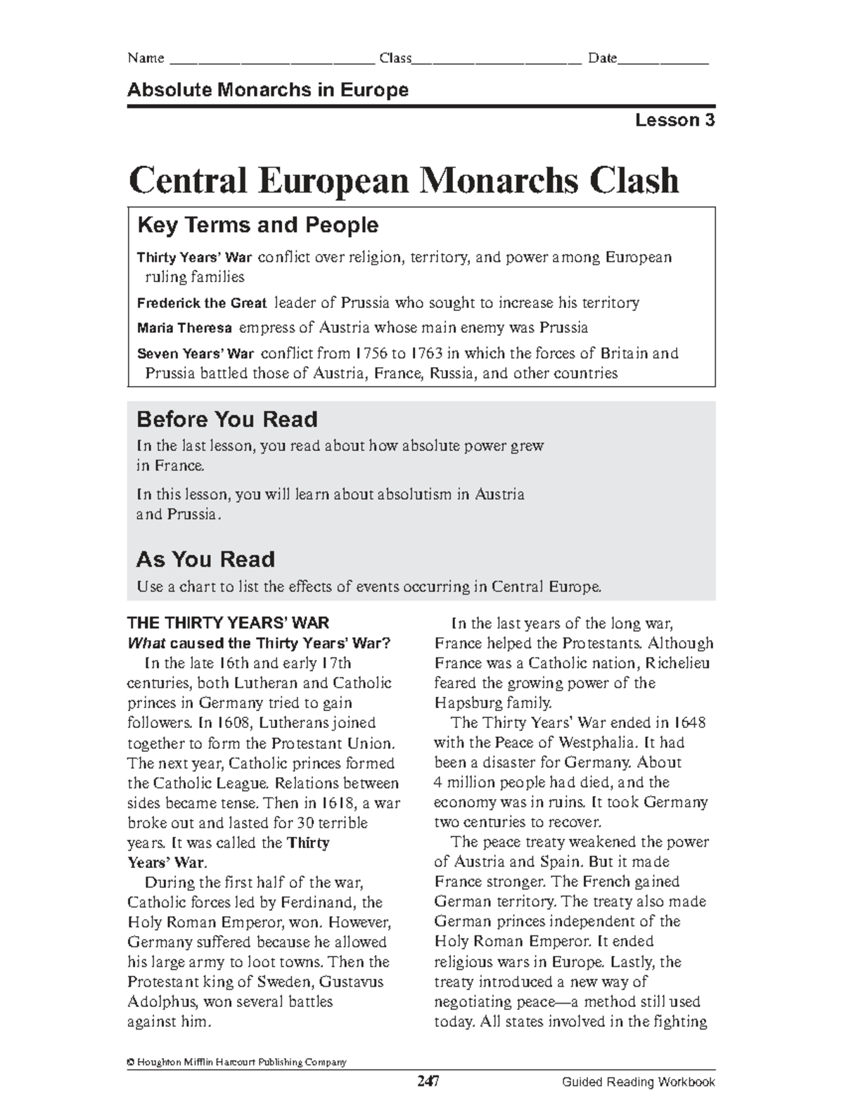 Central European Monarchs and the Thirty Years' War: Lesson 3 - Studocu